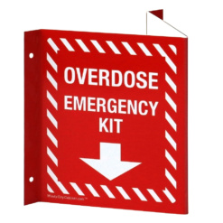 Overdose Emergency Kit Projecting Sign at WindyCityCabinet