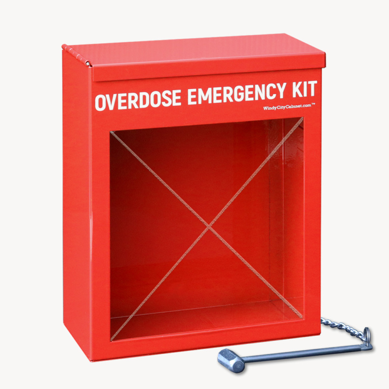 Overdose Emergency Kit Projecting Sign at WindyCityCabinet